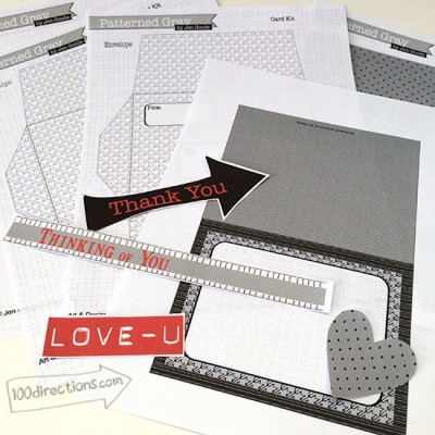 Patterned Gray Printable Card Kit - 100 Directions