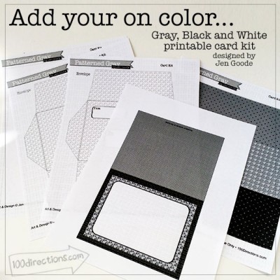 Patterned Gray Printable Card Kit - 100 Directions