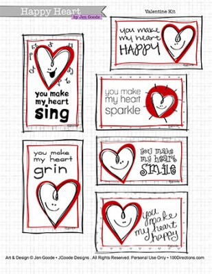 You Make My Heart Happy Printable Valentines - 100 Directions