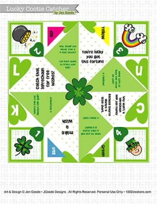 St. Patrick's Day Cootie Catcher Printable - 100 Directions