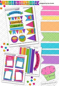 Rainbow Birthday Printable Party Accessories - 100 Directions