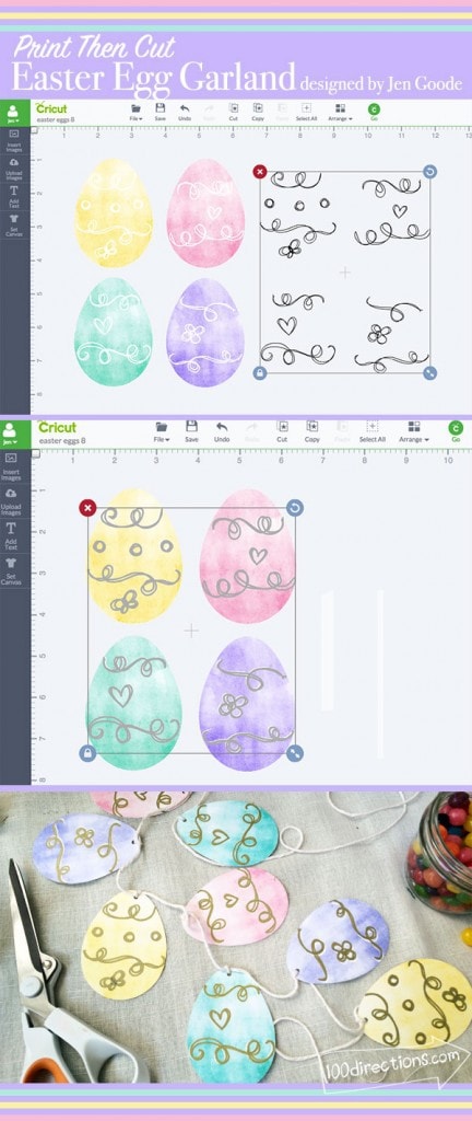 Printable Easter Egg Garland and SVG - 100 Directions