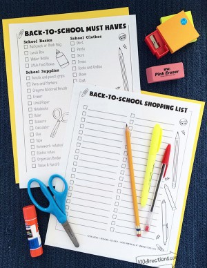 Back to School Printable Checklist - 100 Directions