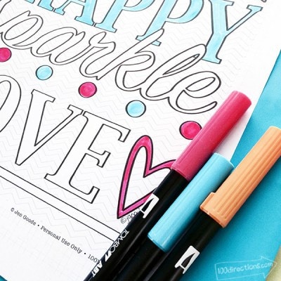 Shine Happy Word Art Coloring Page - 100 Directions