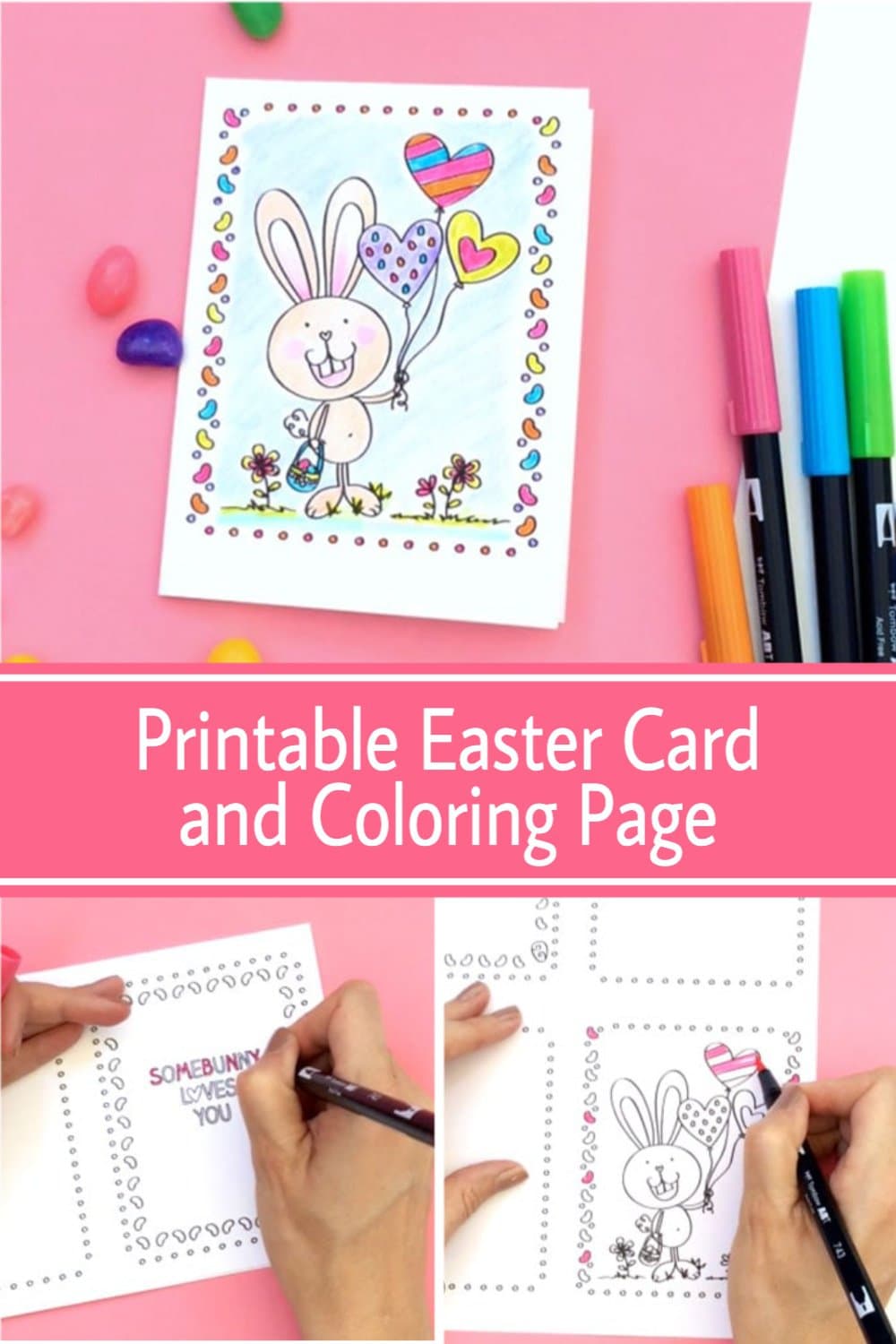 Printable Easter Card and Coloring Page - 100 Directions