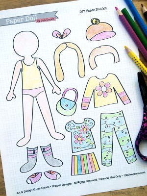 Printable Paper Doll and Kids Activity - 100 Directions