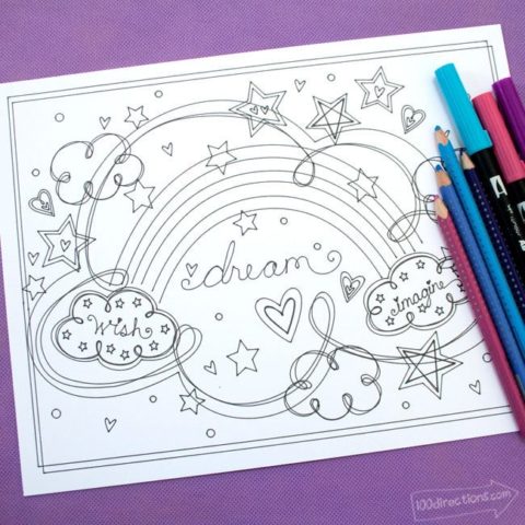 Rainbow Dream Coloring Page - 100 Directions
