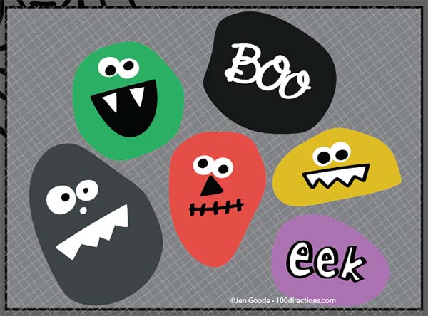 Halloween Monster Painted Rocks - 100 Directions