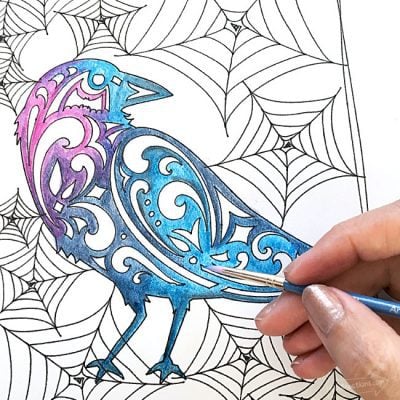 Halloween Raven Coloring Page - 100 Directions