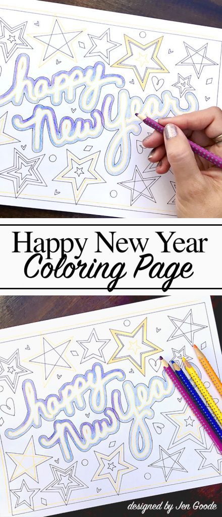 Happy New Year Coloring Page - 100 Directions