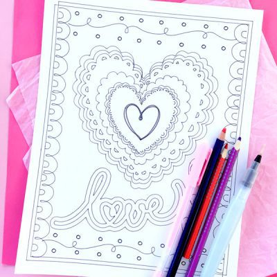 Love Coloring Page for Valentine's Day - 100 Directions
