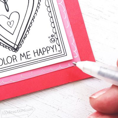 Cute Coloring Valentine Cards Printable - 100 Directions
