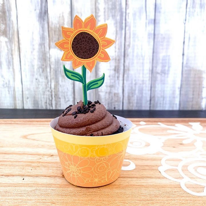 Sunflower Cupcake Toppers - 100 Directions