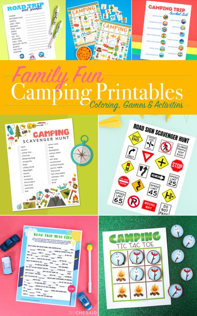 Free Family Fun Camping Printables - 100 Directions