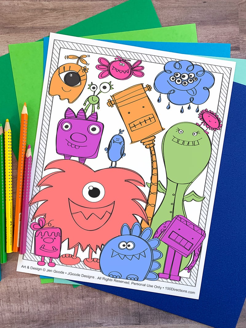 Cute Monster Printables - 100 Directions