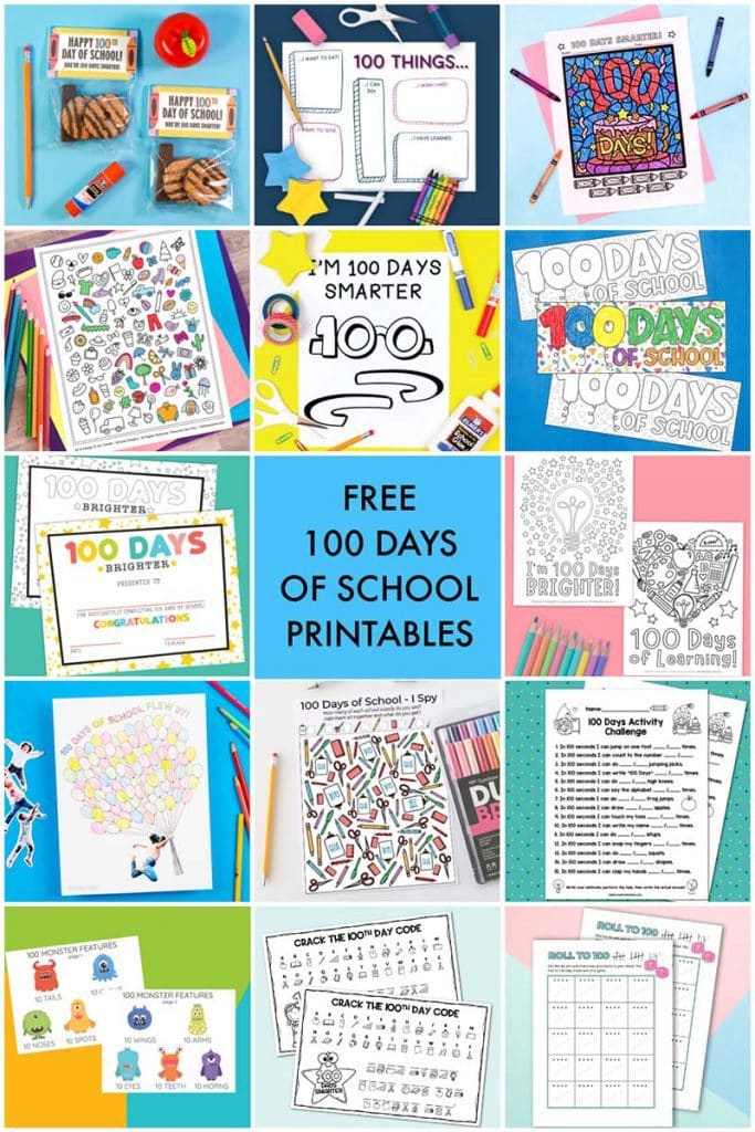 100th Day of school Activity Sheet Printables - 100 Directions