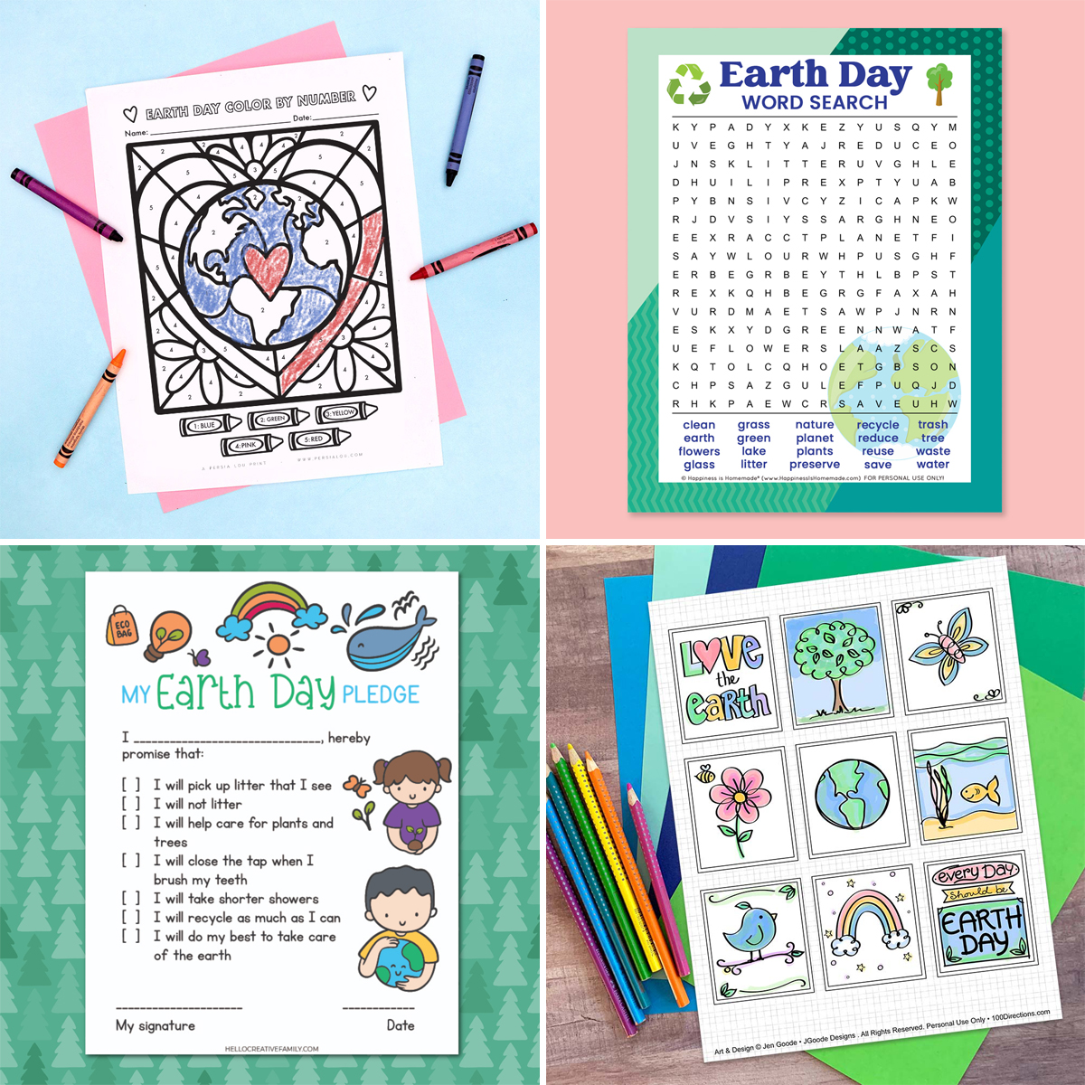 Earth Day Printable Activities - 100 Directions