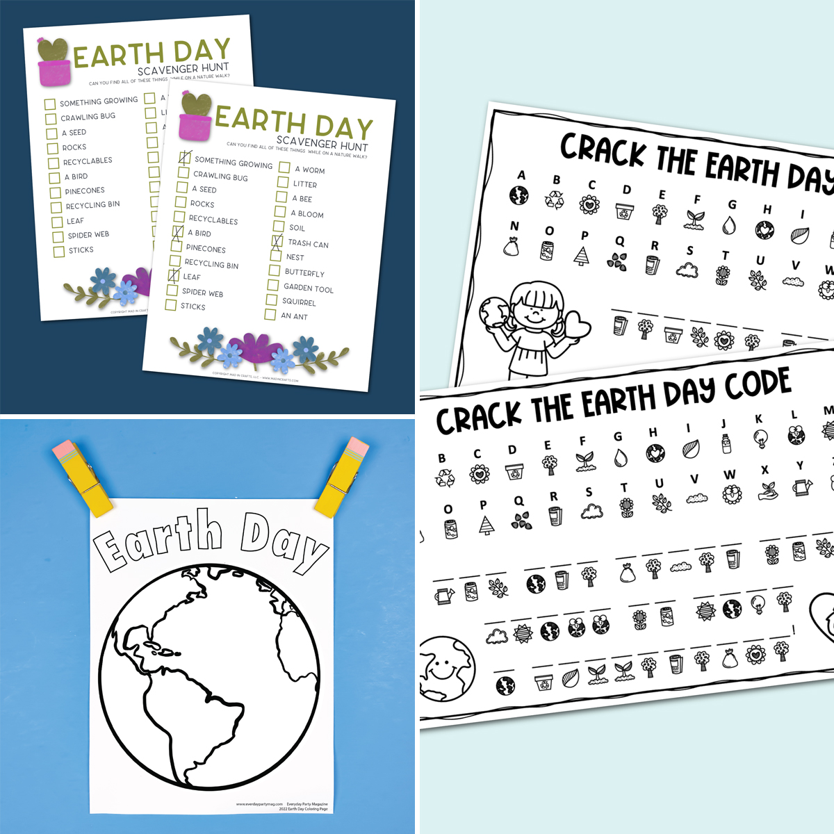 Earth Day Printable Activities - 100 Directions